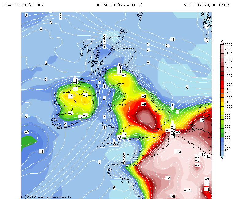 CAPE chart for June 28th 2012 |﻿ Storms & Severe Weather